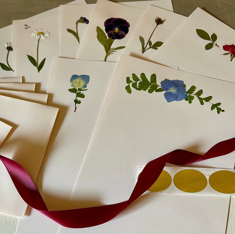 Stationery Notes Pressed Flowers Gift Set for Her Letter - Etsy