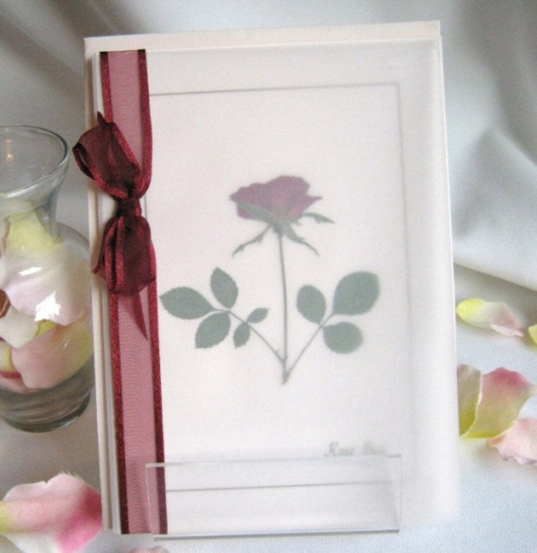 Pressed Rose Art Card, Romantic Valentine's Day Card - Etsy