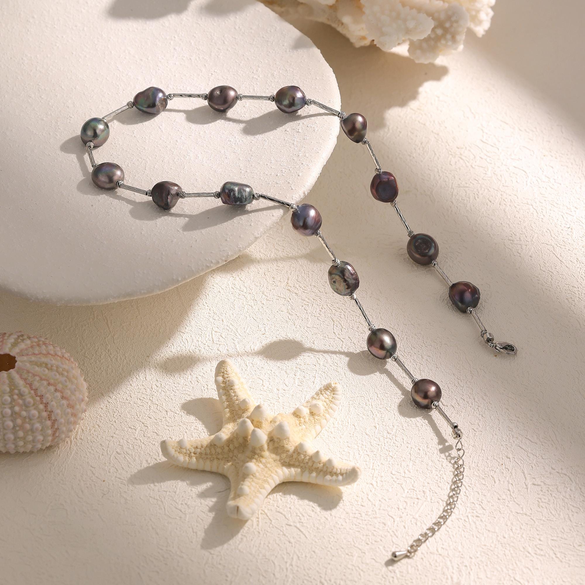 Tahitian Black Pearl Necklace: Cultured Pearls Jewelry, Wedding Gift ...