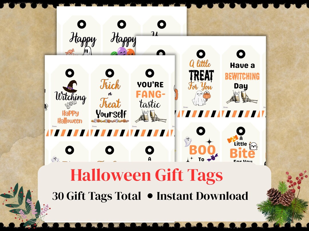 Printable Halloween Gift Tags, Halloween Treat Tags,cute Ghost Pumpkin ...