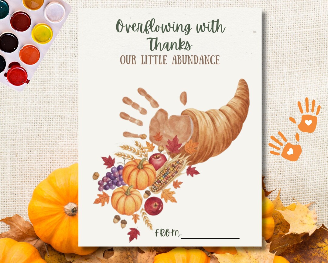 Thanksgiving Handprint Art, DIY Cornucopia Craft, Kids Fall Printable ...