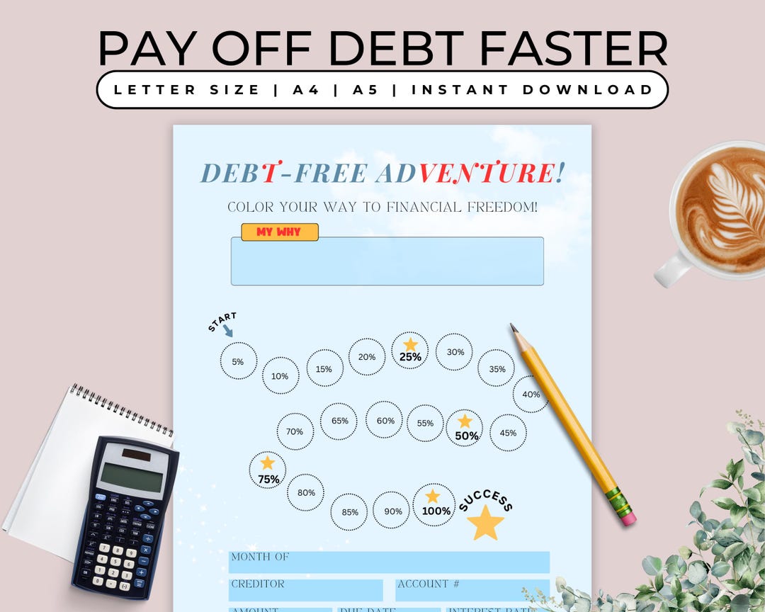 Debt Payoff Tracker Printable, Debt Free Journey Coloring Page ...