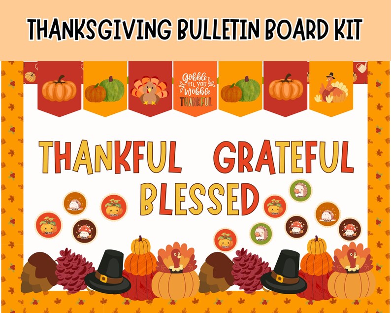 Printable Thanksgiving Bulletin Board Kit,november Classroom Decor ...