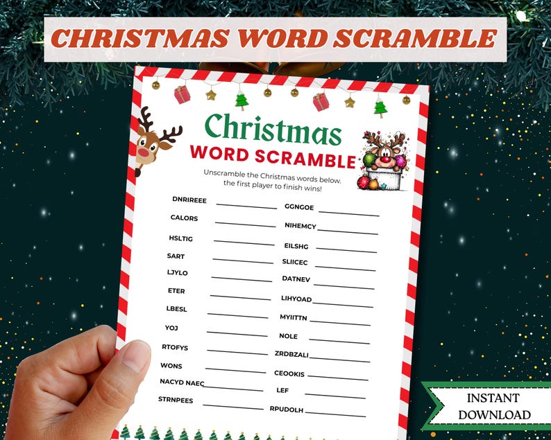 Christmas Word Scramble Game, Printable Fun Xmas Party Game for Kids ...