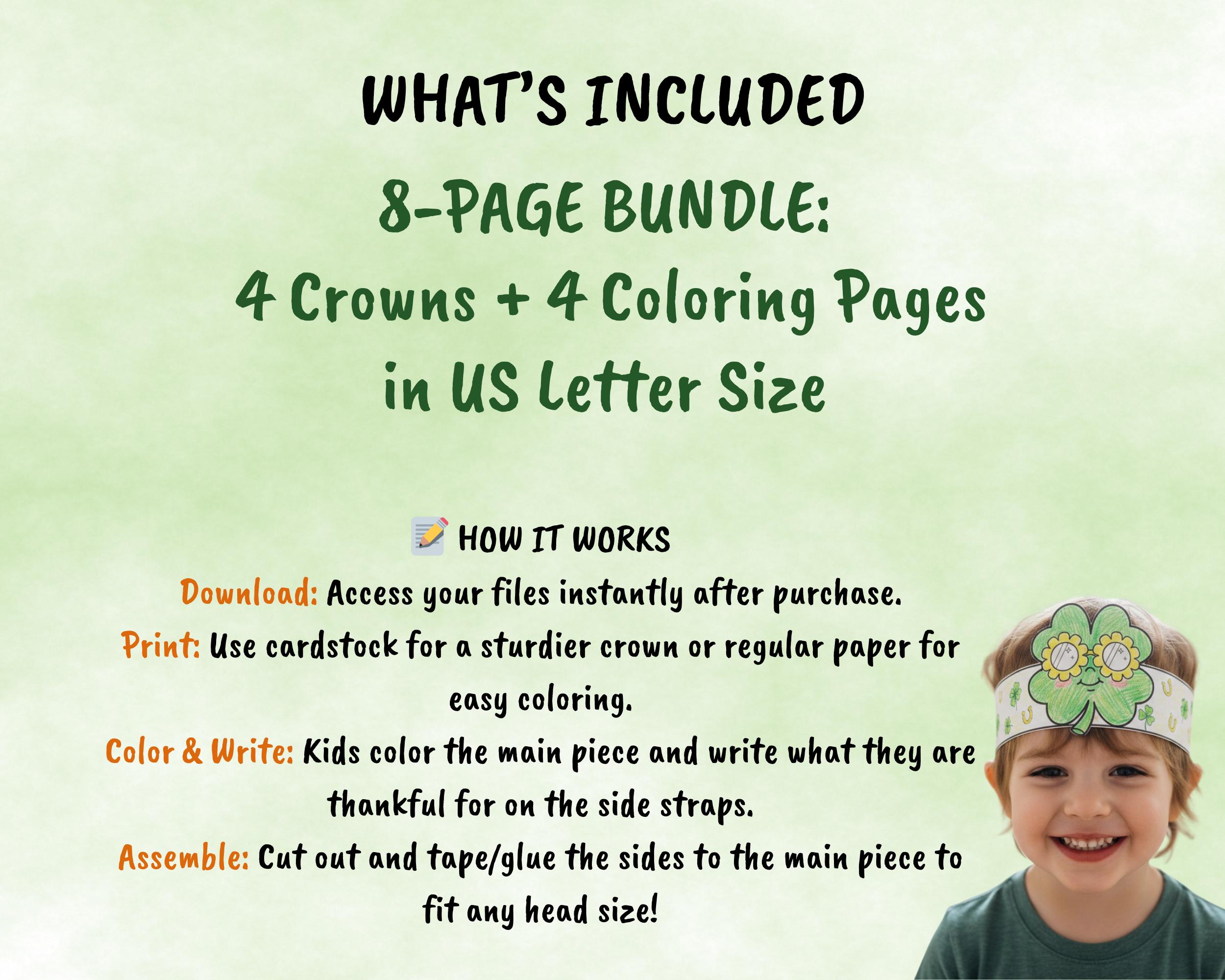 St Patrick's Day Crown Craft for Kids, Lucky Vibes Coloring Headband ...