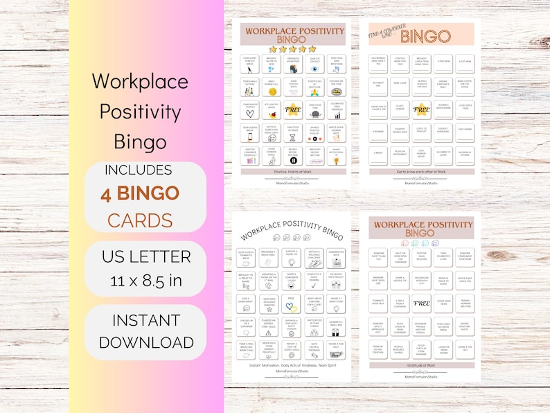 Workplace Positivity Bingo Printable Pdf,team Building Printable ...
