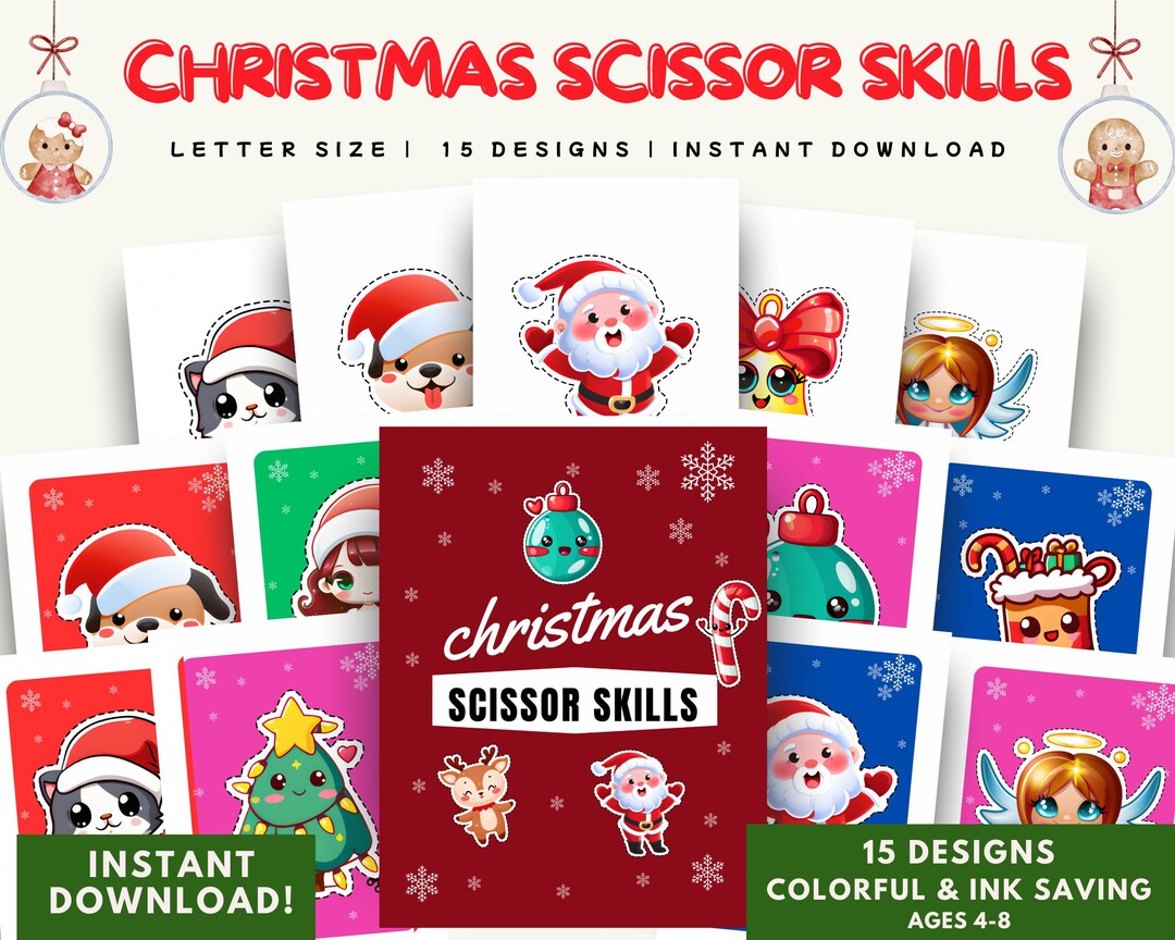 Christmas Scissor Skills Printable Worksheets. Preschool Pre-k ...