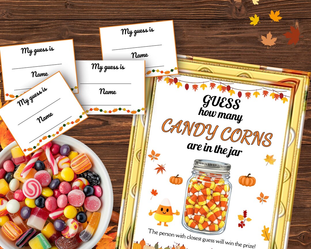 Candy Corn Guessing Game Printable, Guess How Many Candy Corns Sign ...