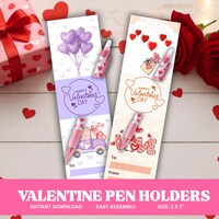 Valentine Pencil Holder, Printable Classroom Valentine Gift, Non Candy ...