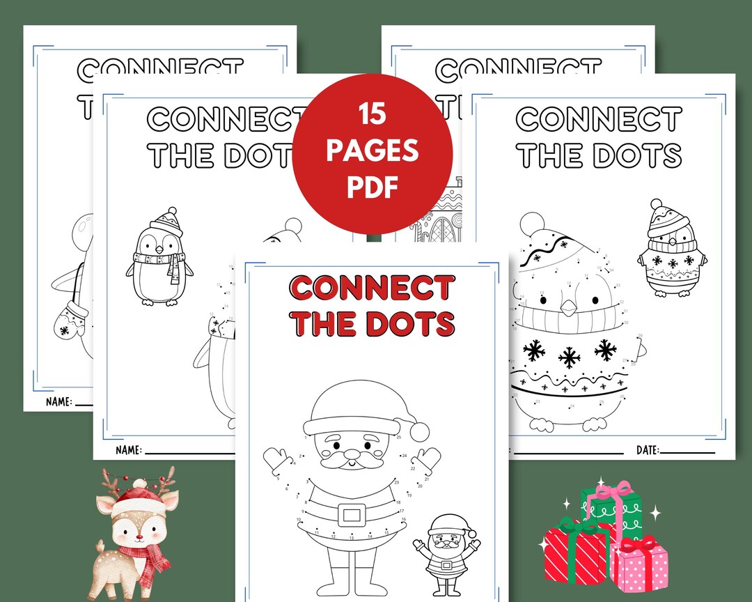 Christmas Connect the Dots Printable, 15 Page Dot to Dot Tracing ...