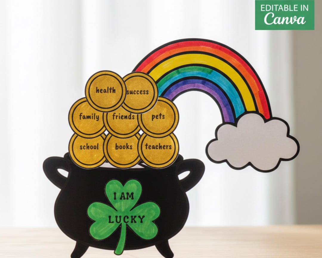 St Patricks Day Craft for Kids, Pot of Gold I Am Lucky Printable, SEL ...