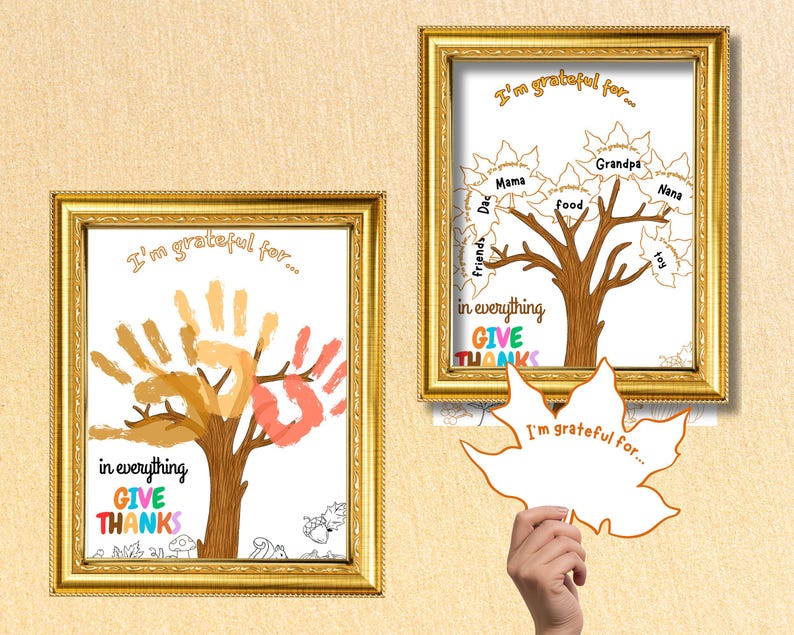 Thanksgiving Gratitude Tree Printable, Thankful Handprint Art Kit for ...