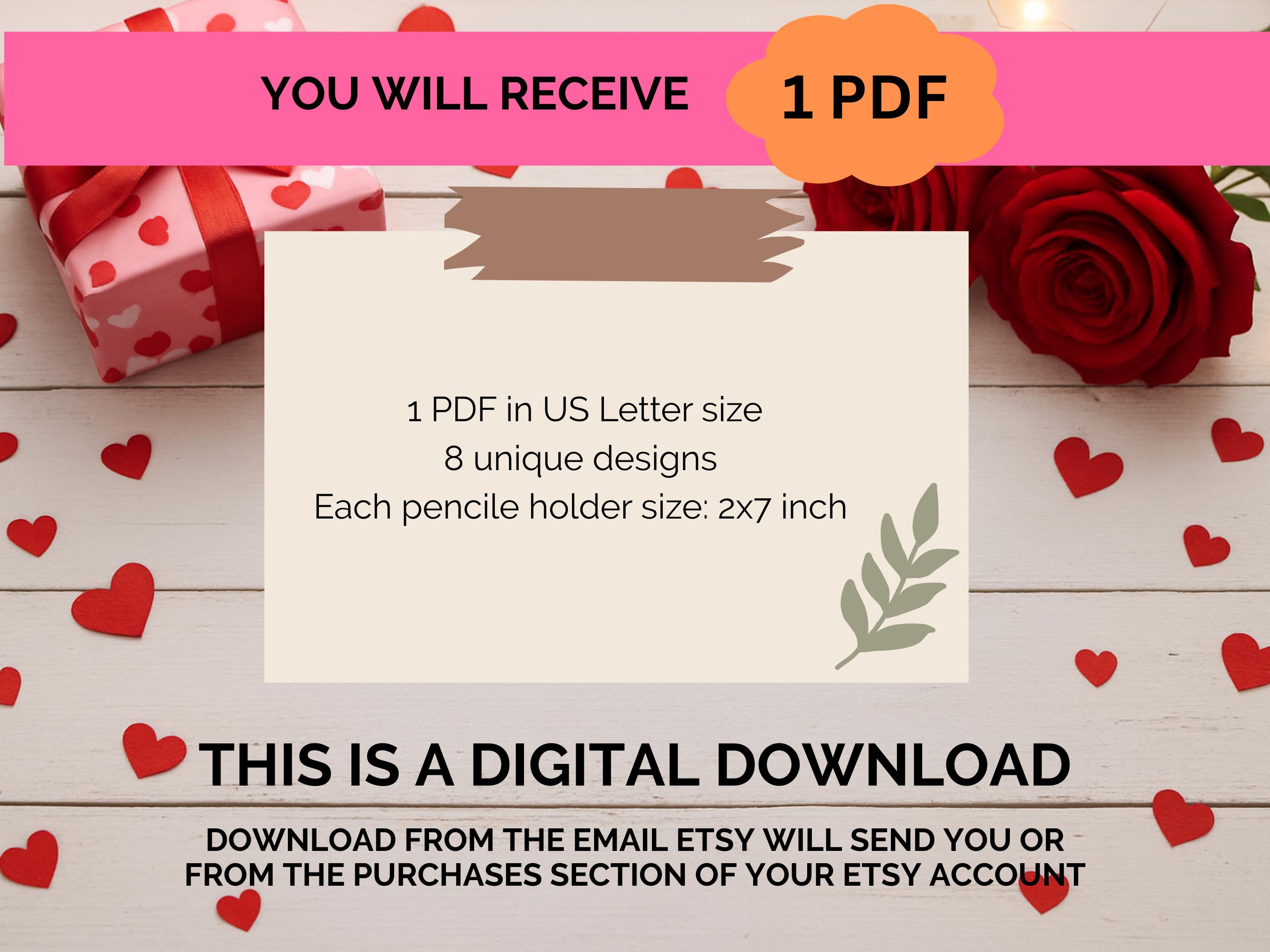 Valentine Pen Holders Printable, Classroom Valentine Pen Sleeve Tag ...