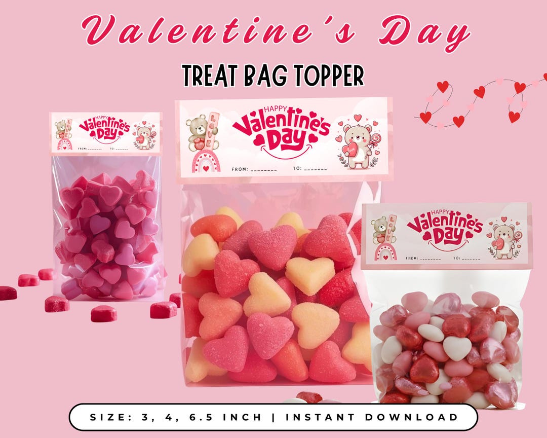 Valentine's Day Toppers Printable, Class Gift Cookie Candy Treats ...