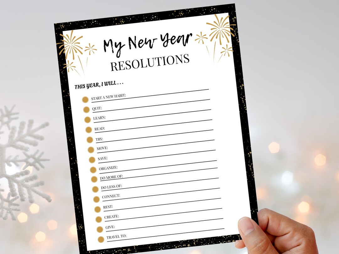 Editable New Year's Resolution Card Template, Printable 2026 Goal ...
