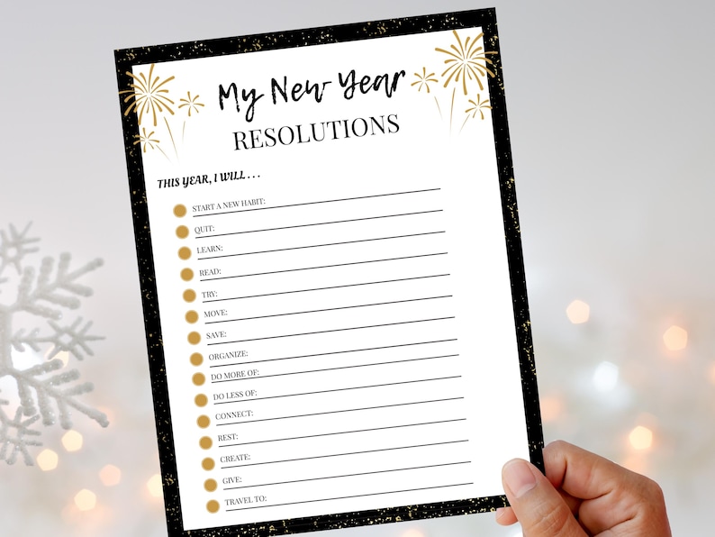 Editable New Year's Resolution Card Template, Printable 2026 Goal ...