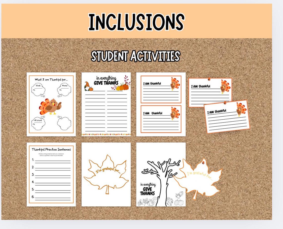 Printable Thanksgiving Bulletin Board Kit,november Classroom Decor ...