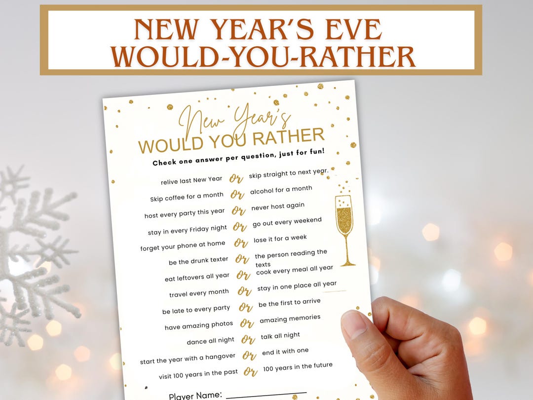New Year Would You Rather Game Printable. Friends Party Activity. New ...