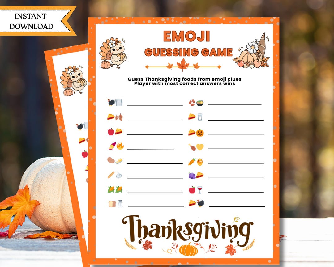 Thanksgiving Emoji Game Printable, Thanksgiving Party Game ...