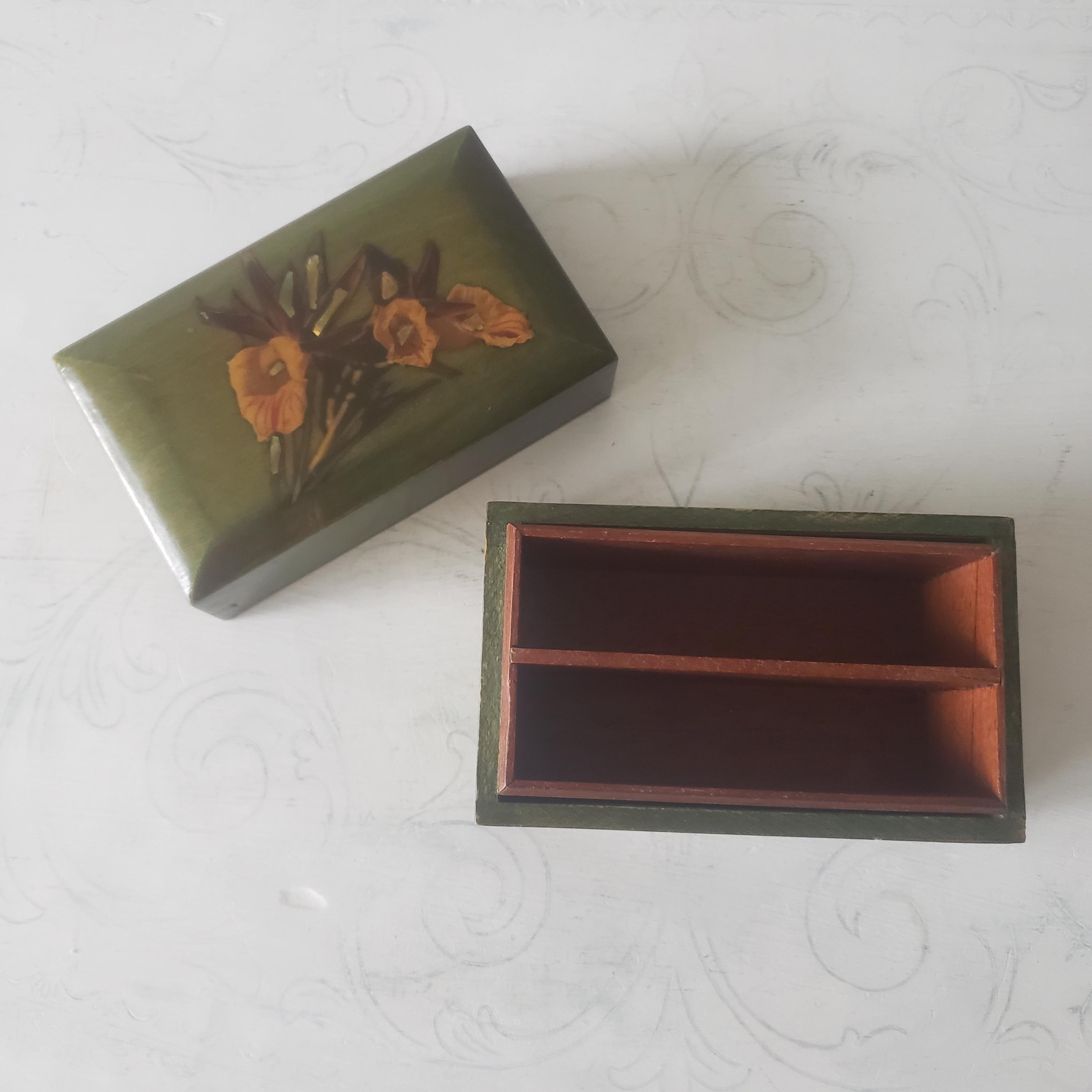 Handmade Wood Calla Lily Box - Floral Inlay Dovetail Business Card ...