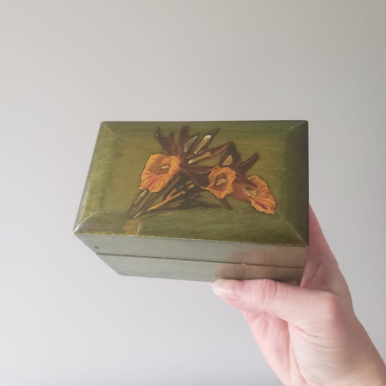 Handmade Wood Calla Lily Box - Floral Inlay Dovetail Business Card ...