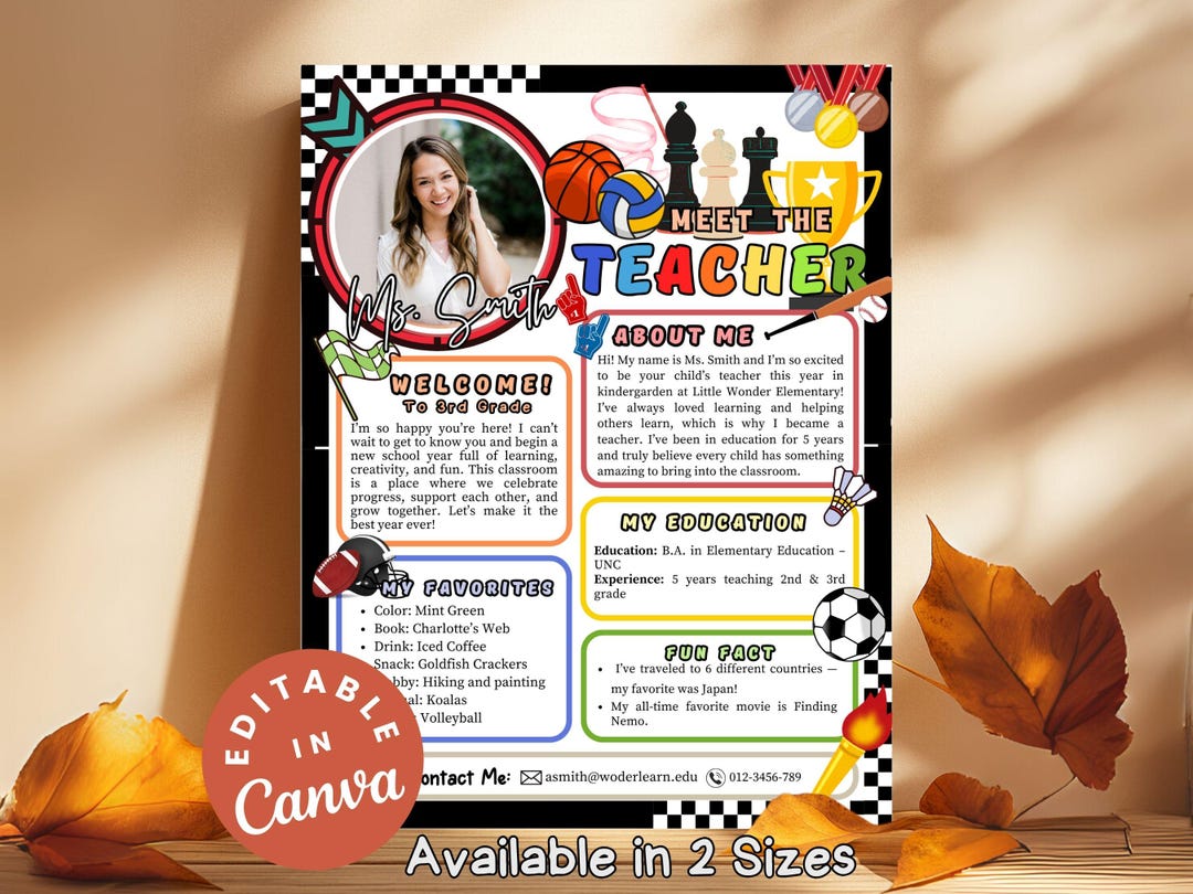 Sports Meet the PE Teacher Football Flyer Back to School Welcome Letter ...