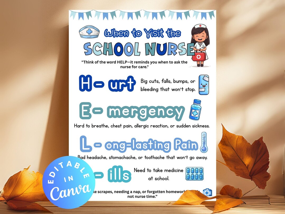When to Visit Nurse Printable School Nurse Decor Health Office Wall Art ...