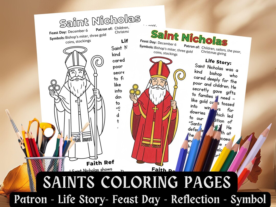 Saint Nicholas Coloring Page Catholic Saint Santa Coloring Sheet ...