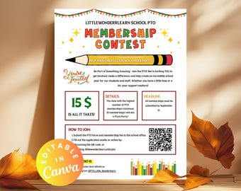 PTO Membership Contest Flyer Template: Editable Canva PTA Recruitment ...