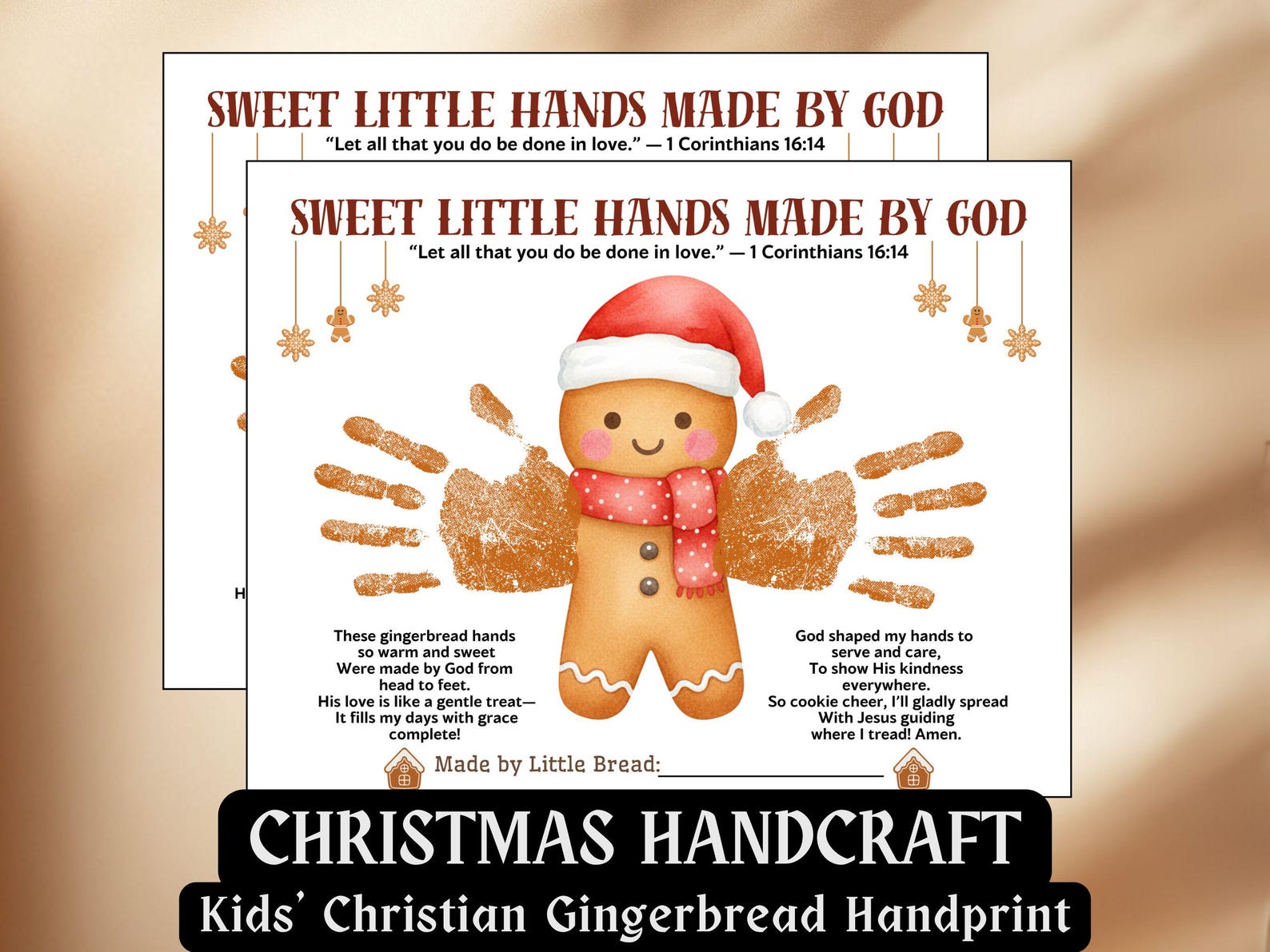 Christian Gingerbread Man Prayer Handprint Craft Kids Christmas ...