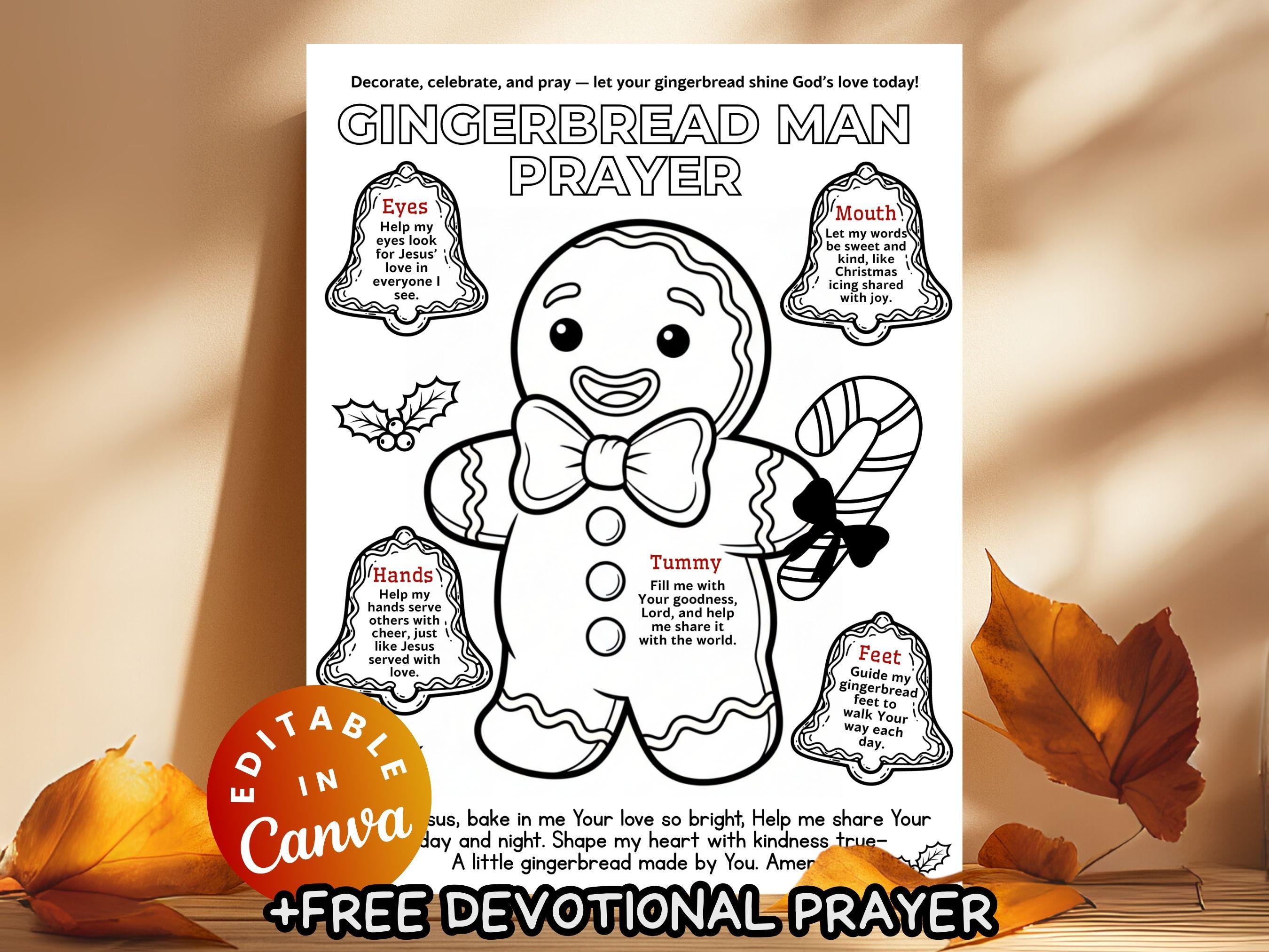 Christian Christmas Prayer Gingerbread Man Coloring Craft Kids Sunday ...