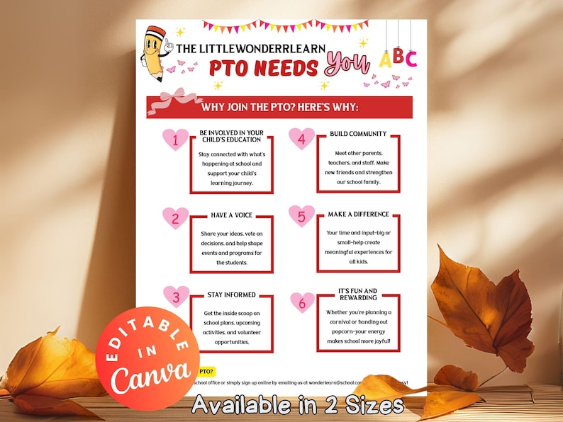 PTO PTA We Need You Flyer Template, Editable Recruitment Handout for ...