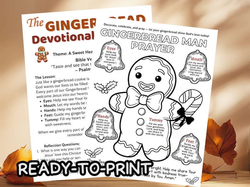 Christian Christmas Prayer Gingerbread Man Coloring Craft Kids Sunday ...