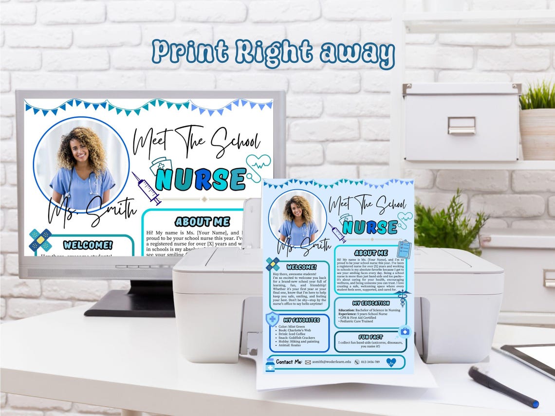 Meet the School Nurse Flyer Editable Back to School Nurse All About Me ...
