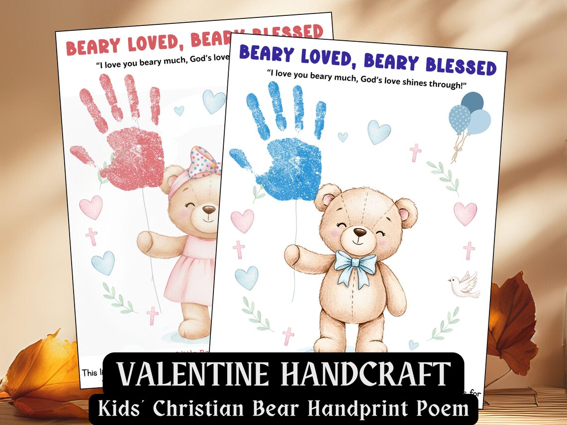Christian Bear Valentine Handprint Craft Kids Sunday School Activity ...