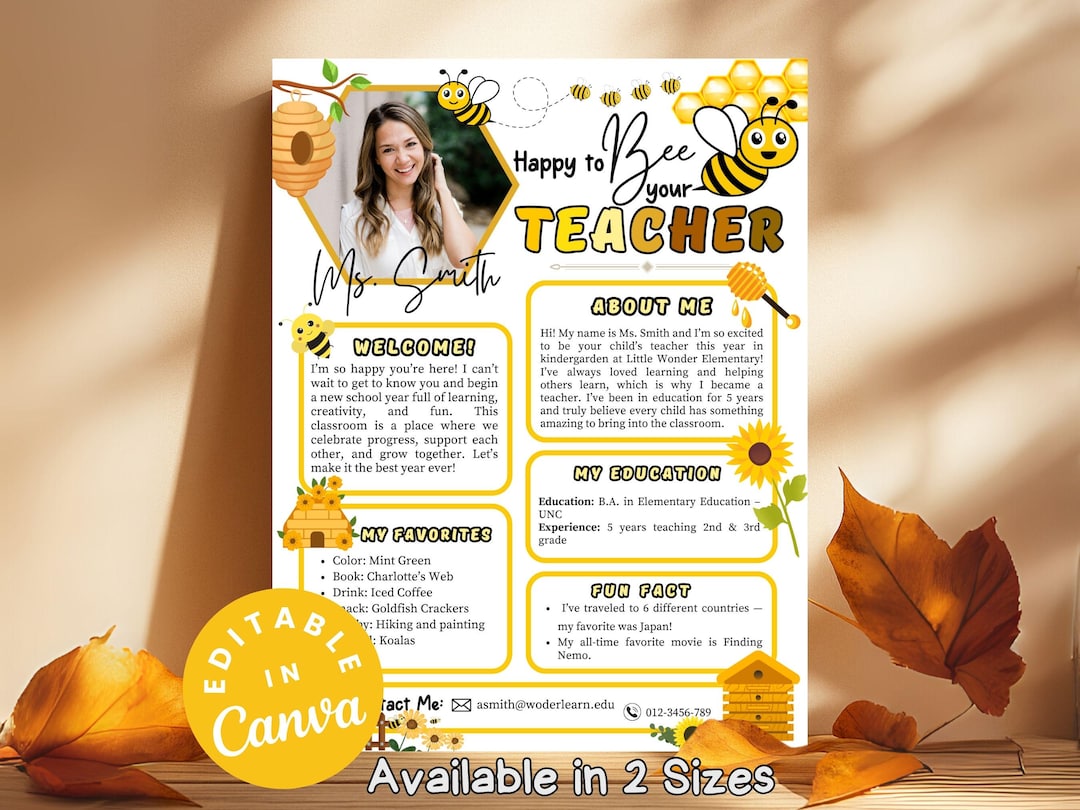 Meet the Teacher Bee Theme Flyer Editable Classroom Decor Honey Bee ...