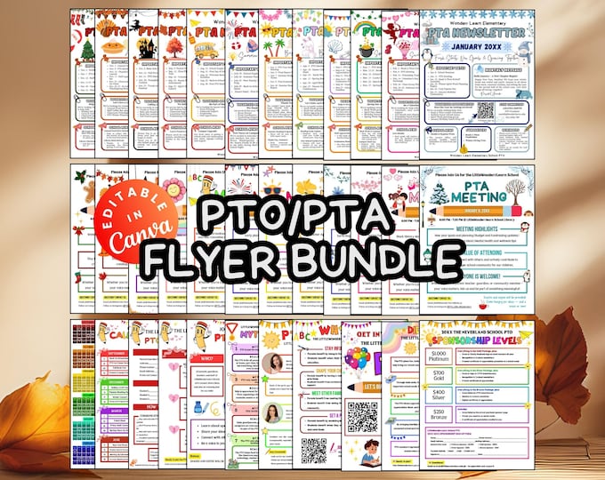 Editable PTO PTA Flyer Bundle Includes Newsletter, Volunteer ...