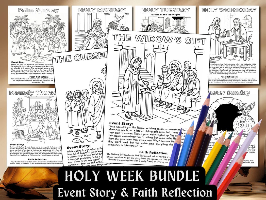 Holy Week Coloring Page Bundle, Kids Catholic Holy Week Activity ...