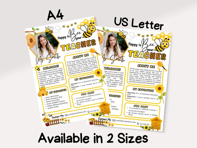 Meet the Teacher Bee Theme Flyer Editable Classroom Decor Honey Bee ...
