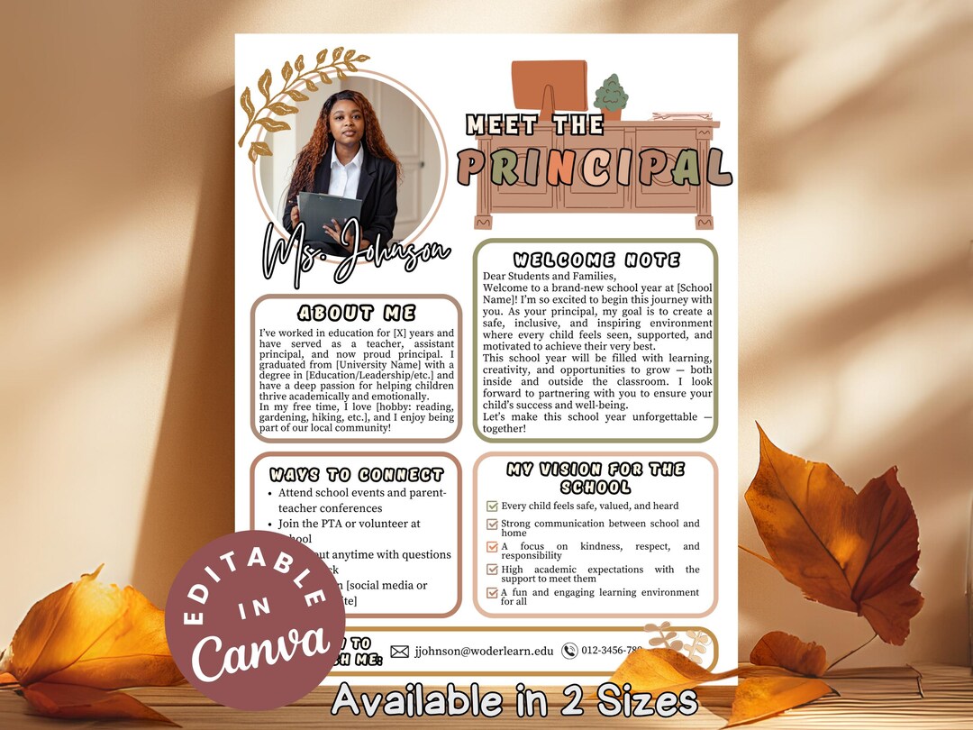 Boho Meet the Principal Welcome Back to School Note All About Me Flyers ...