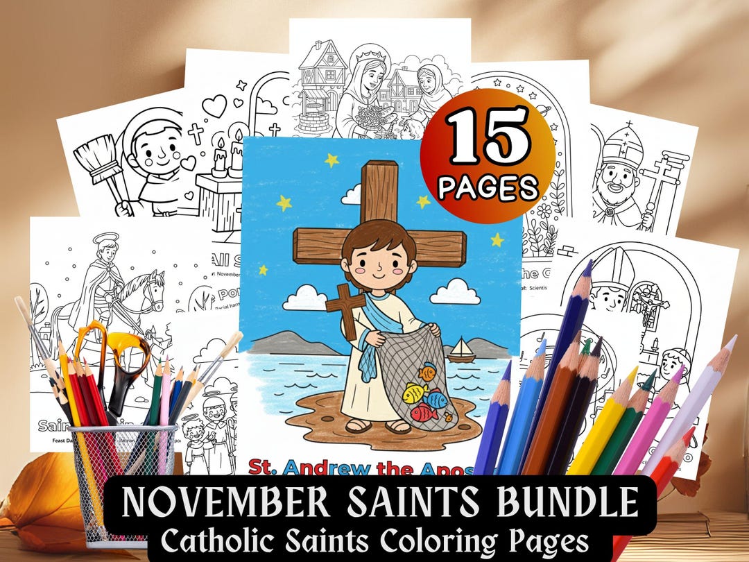 Catholic Saints November Feast Kids Coloring Pages Bundle All Saints ...