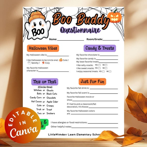 Boo Buddies Questionnaire - Etsy