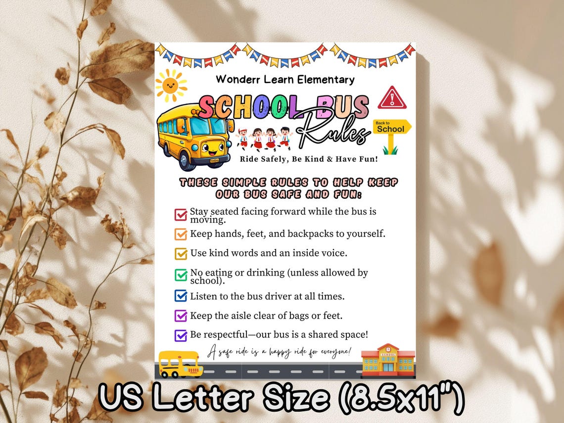 School Bus Safety Rules Poster Printable Bus Safety Sign, Editable ...