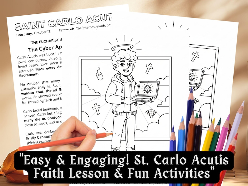 Saint Carlo Acutis Activity Placemat Kids Catholic Saint Prayer ...