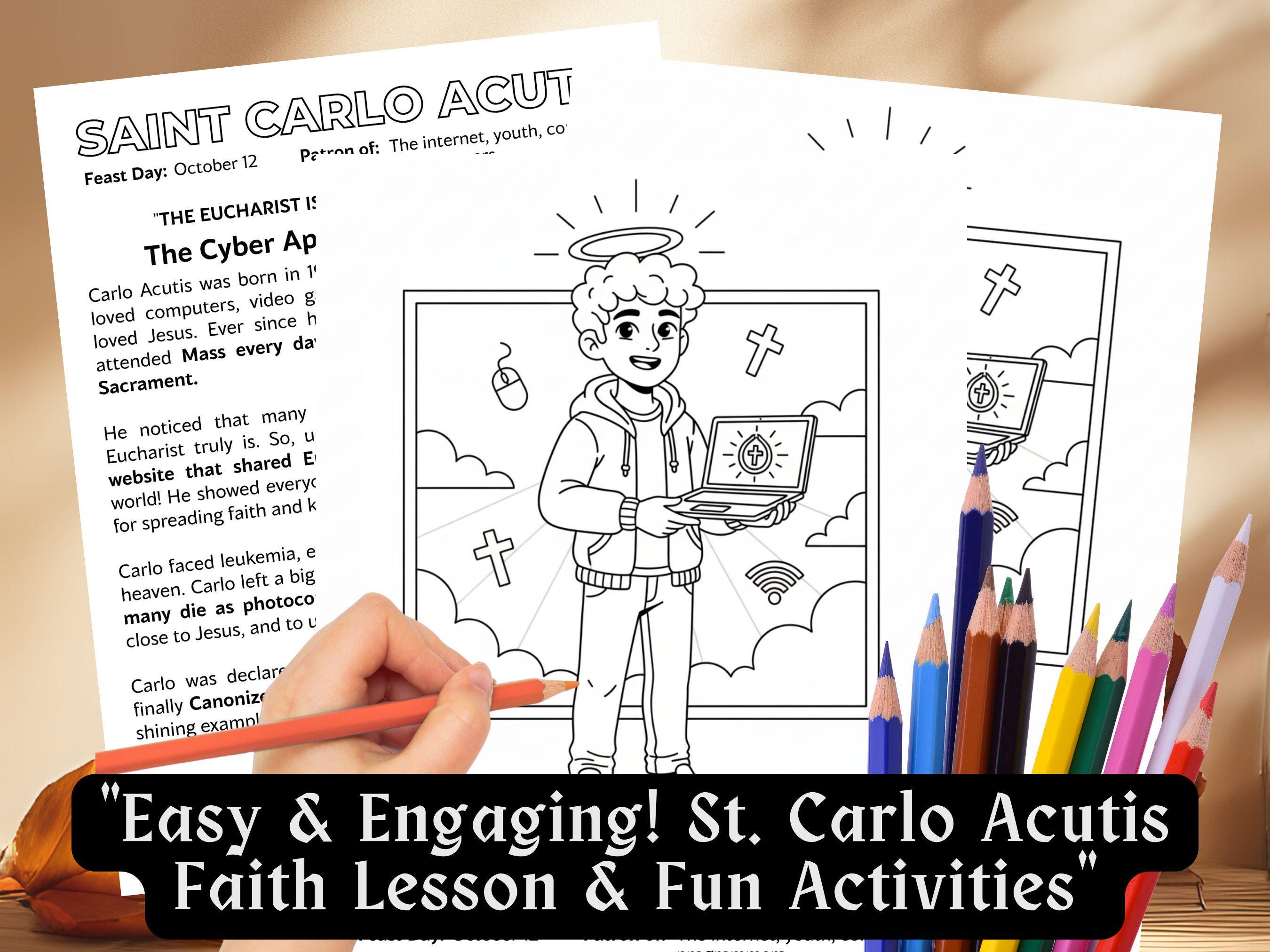 Saint Carlo Acutis Activity Placemat Kids Catholic Saint Prayer ...