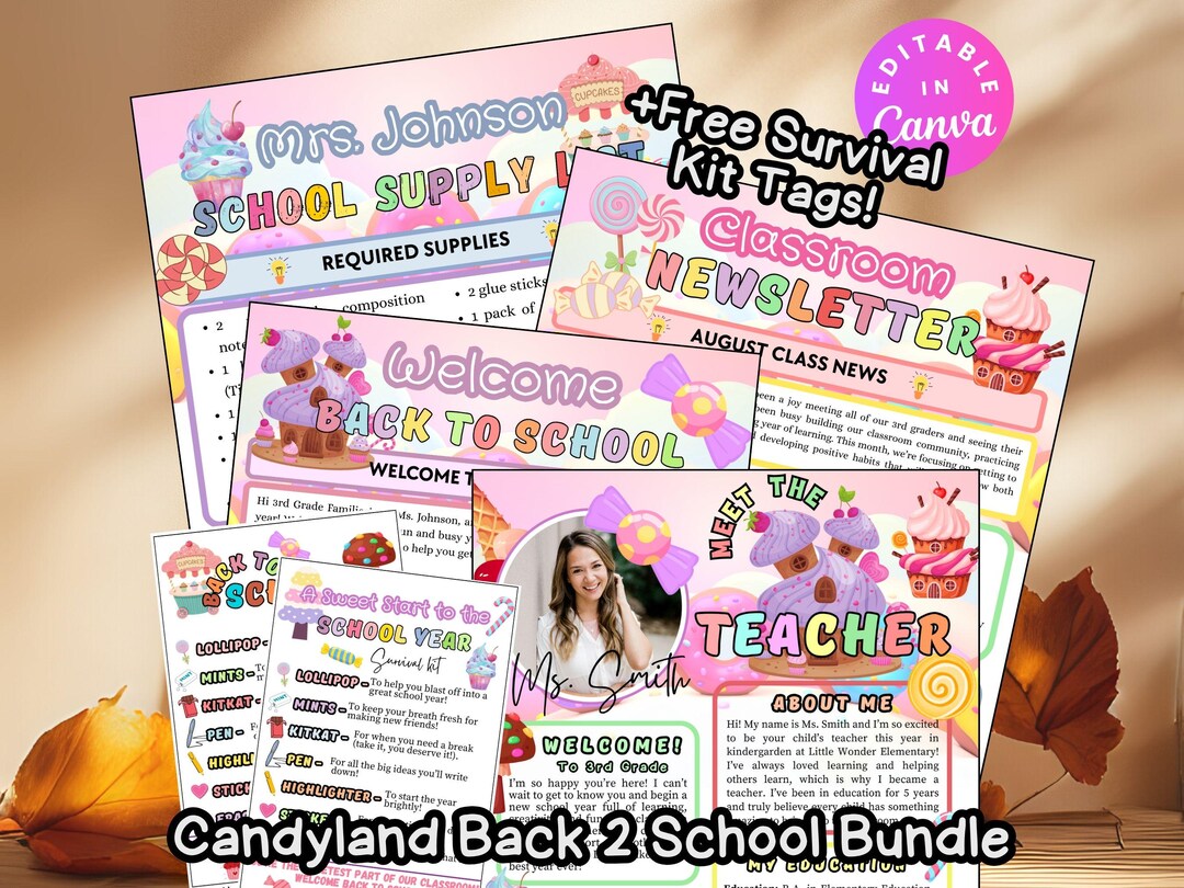 Candyland Teacher Flyer Bundle Candy Theme Meet the Teacher ...