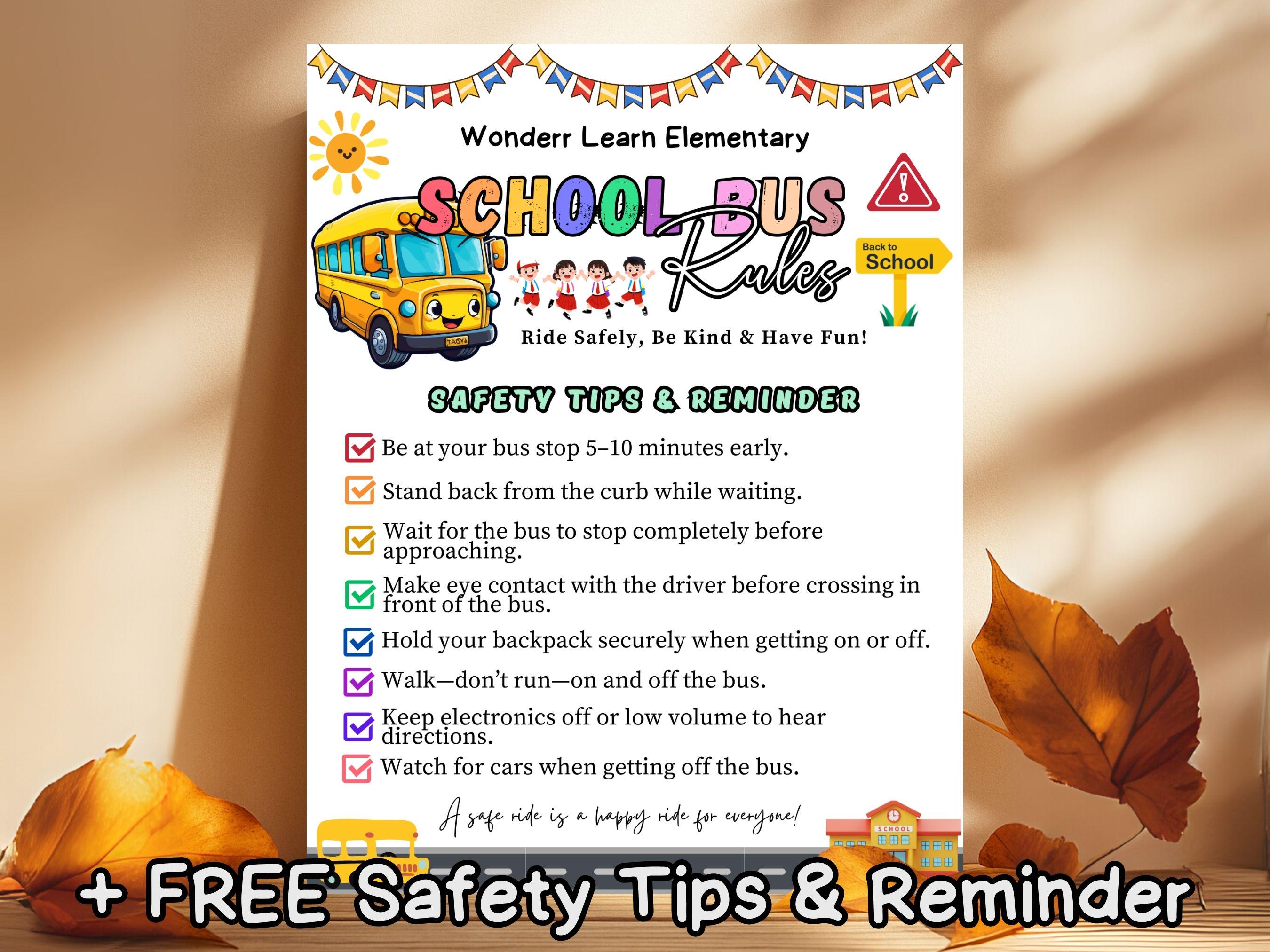 School Bus Safety Rules Poster Printable Bus Safety Sign, Editable ...