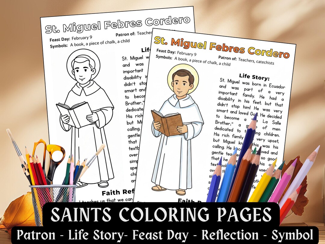 Saint Miguel Febres Cordero Coloring Page Kids Catholic Saint Coloring ...