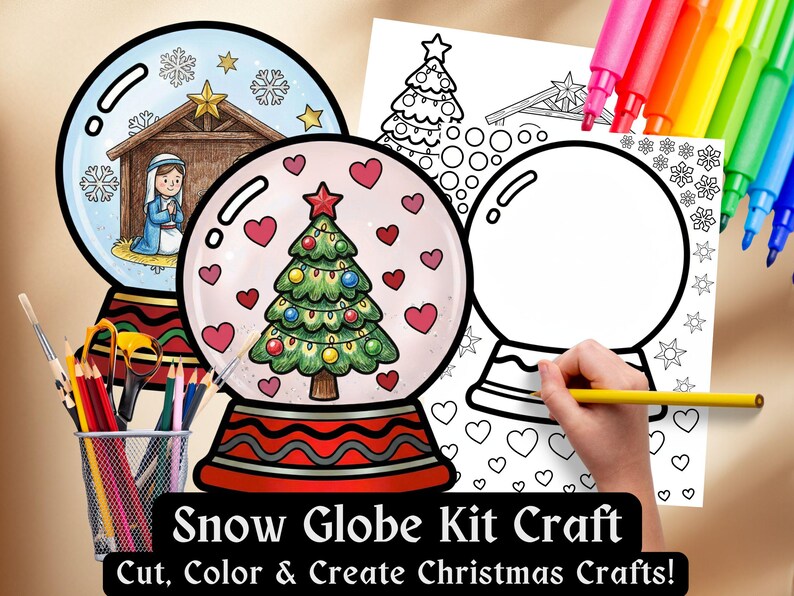 Christian Snow Globe Craft Nativity Cut and Glue Activity for Kids ...