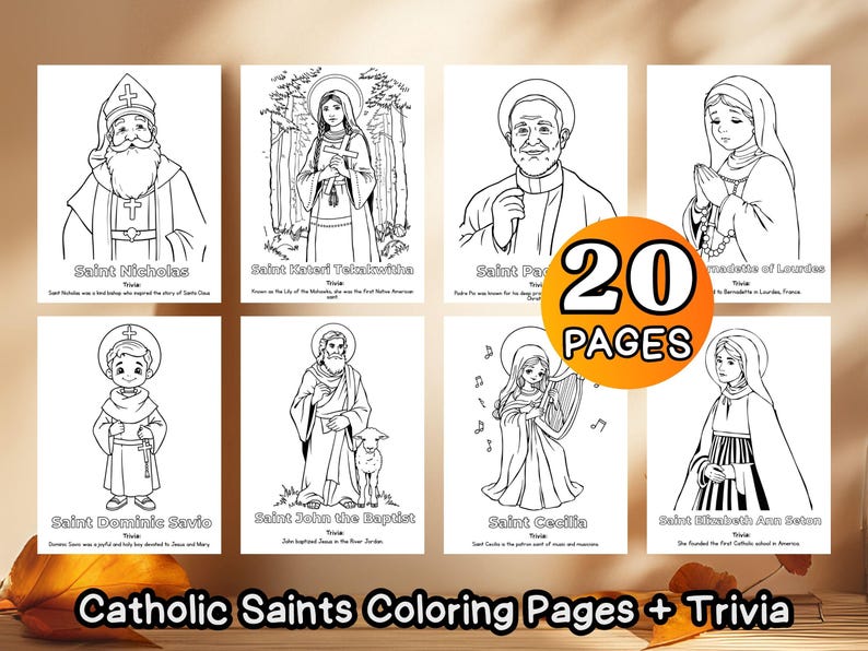 Catholic Saints Coloring Pages Bundle Kids All Saints Day Coloring ...